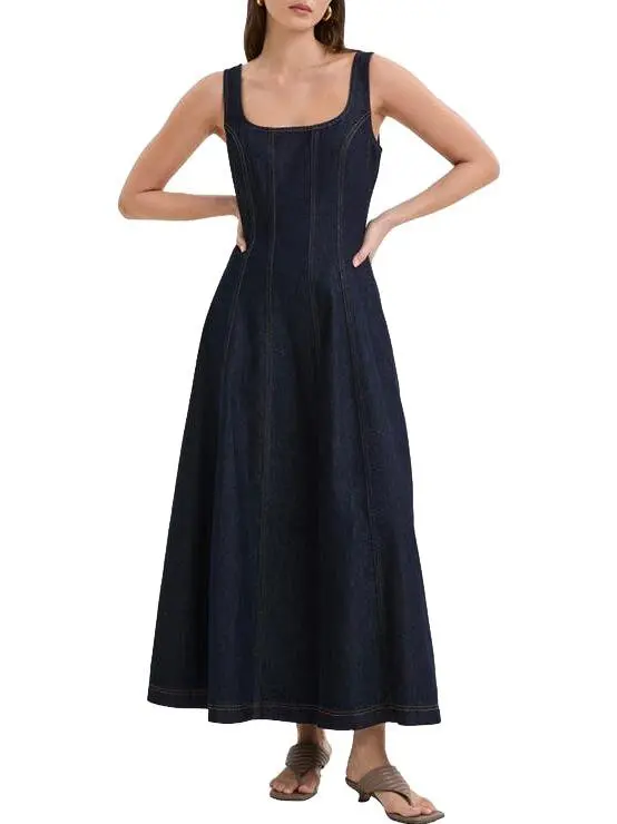 MARCELLA Melrose Denim Maxi Dress - Dark Blue