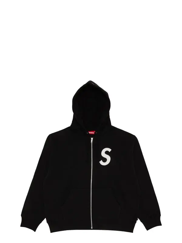 Supreme Logo Zip Up Hooded Sweatshirt - Black