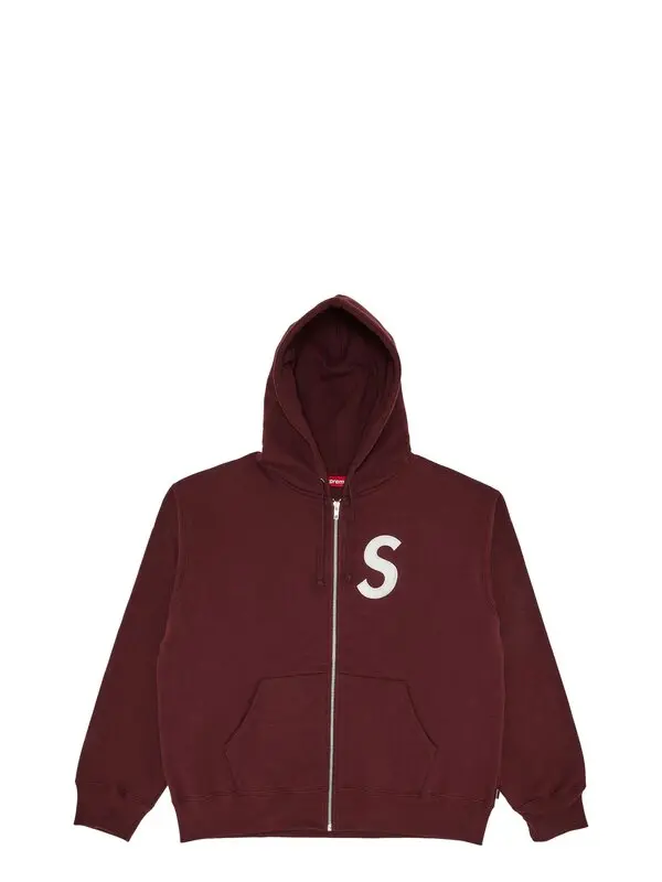 Supreme S Logo Zip Up Hooded Sweatshirt - Red
