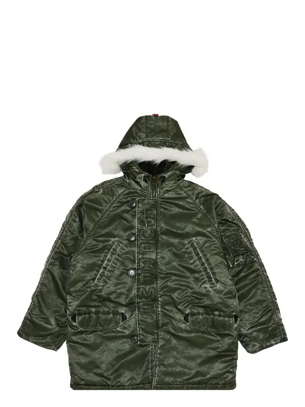 Supreme Washed Flight Satin N-3b Parka - Green