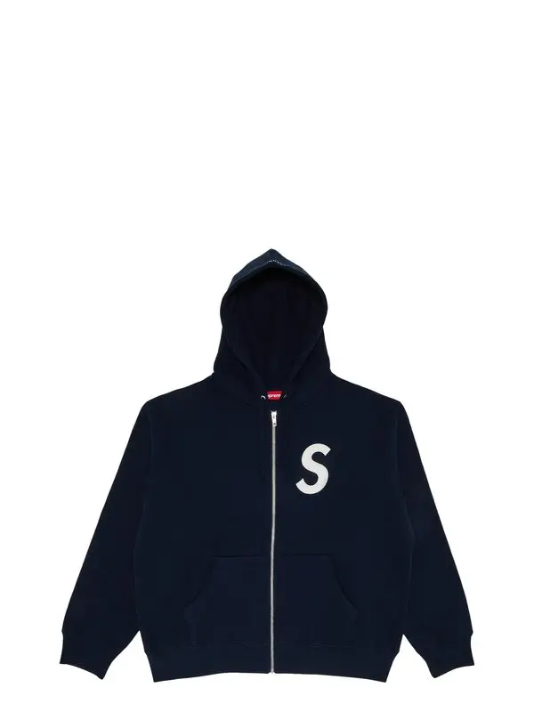 Supreme Logo Zip Up Hooded Sweatshirt - Blue