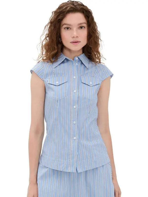 ALIGNE Leyton Stripe Top - Blue