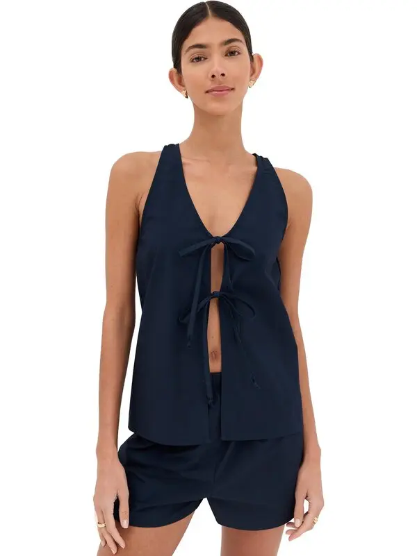 LE BOP Minnie Tie-front Top - Navy