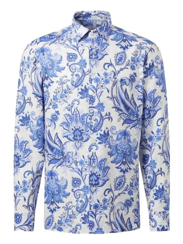 Etro Roma Paisley Linen Shirt - Blue