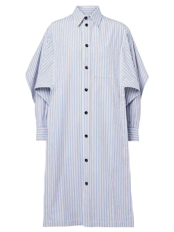 Bottega Veneta Striped Cotton Shirt Dress - White
