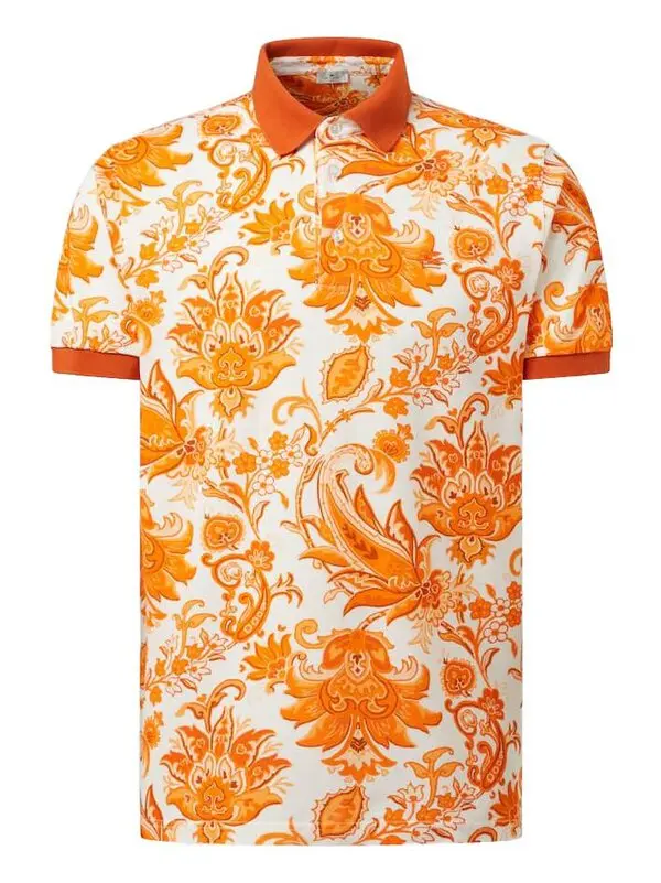 Etro Paisley Cotton Polo Shirt - Orange