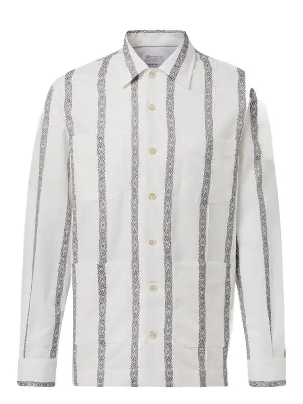Brunello Cucinelli Striped Cotton Shirt - White