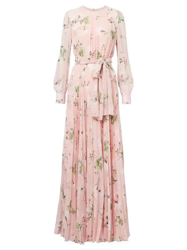 Erdem Floral Pleated Gown - Pink