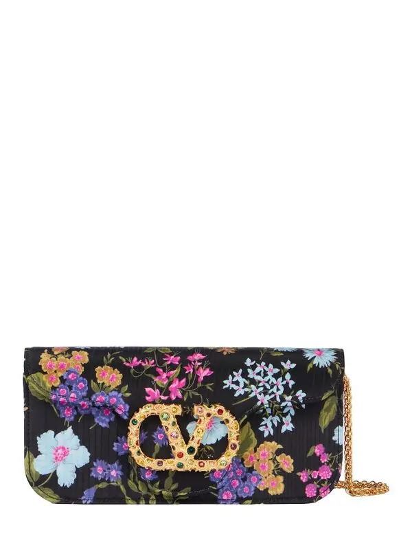 Valentino Garavani Locò Small Embellished Moiré Clutch - Multicoloured