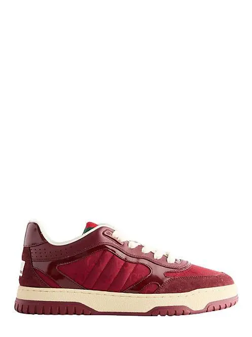 Gucci Re-web Leather And Canvas Low-top Trainers - Rossa Ancora