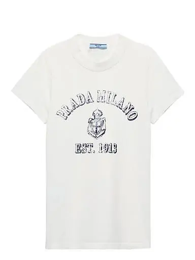 Prada Logo-print Cotton-jersey T-shirt - White