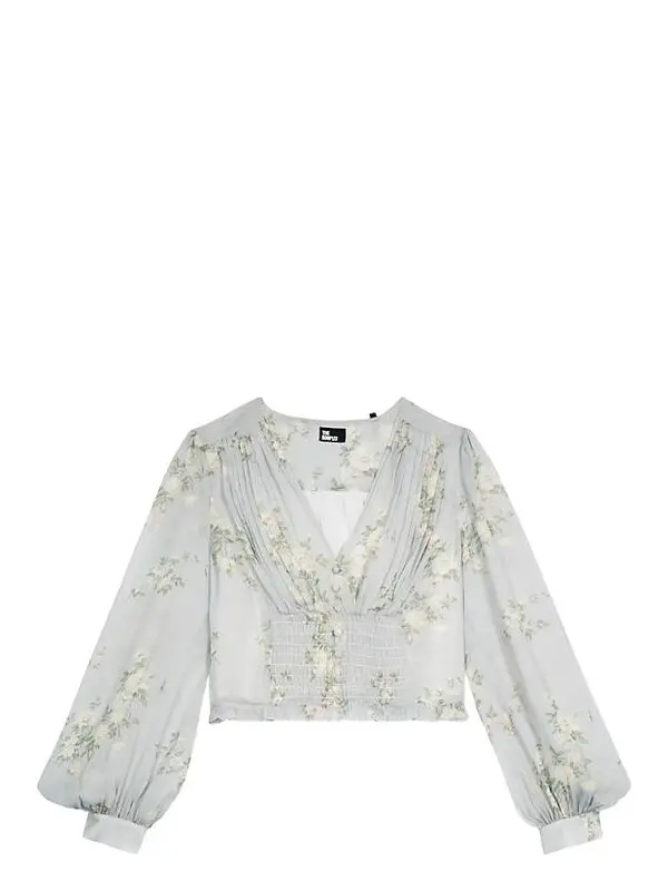 The Kooples Floral-print Woven Top - Blue