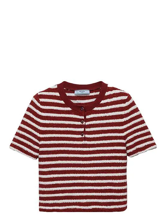 Prada Bouclé Cotton-blend Knit Top - Burgundy