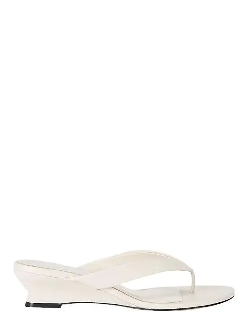Le Monde Beryl Micro Wedge Thong-strap Leather Sandals - White