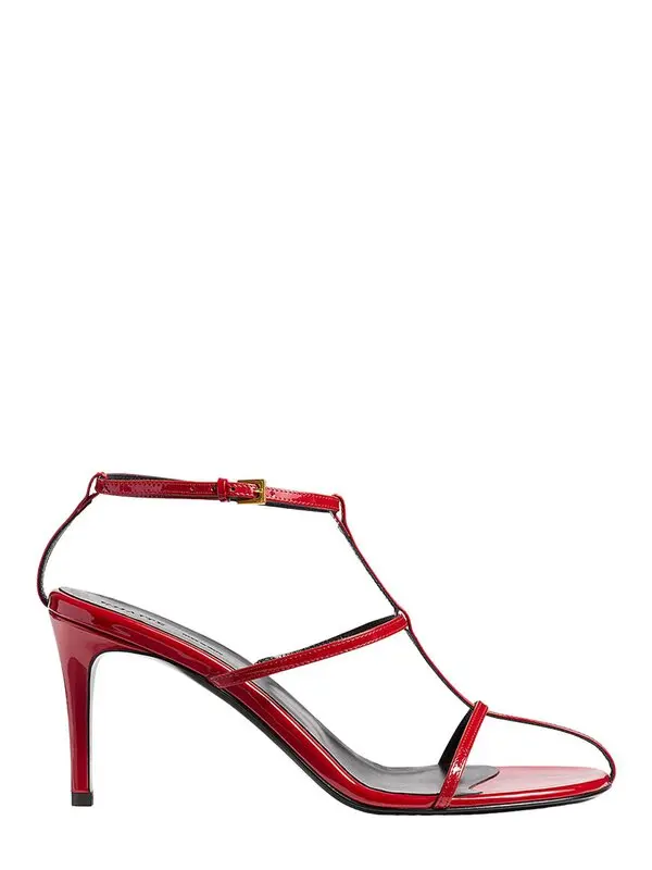Khaite Leather T-strap Sandals - Fire Red