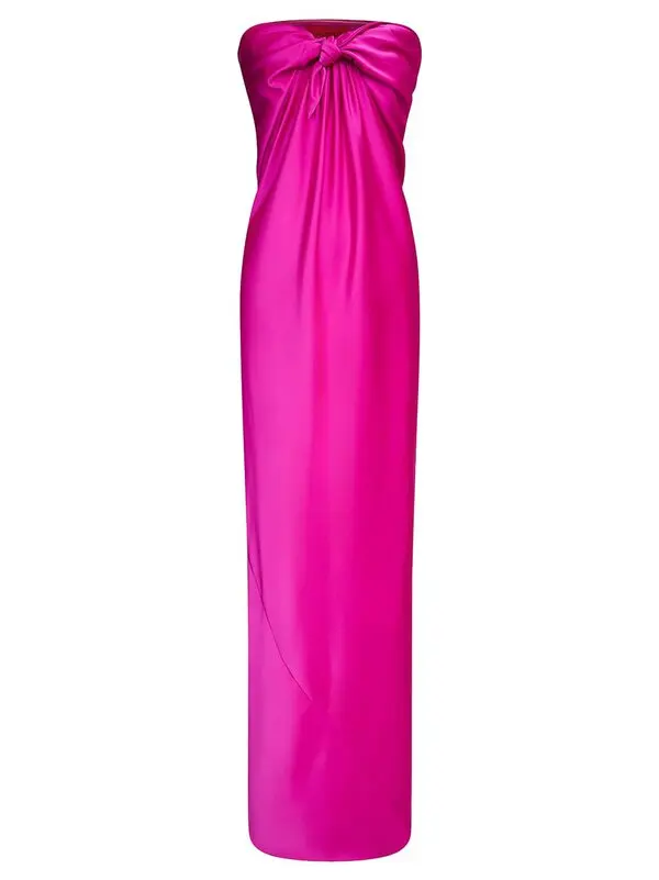 Halston Lisette Strapless Front-knot Gown - Shocking Pink