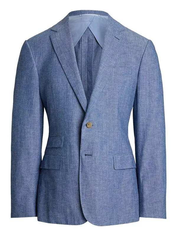Ralph Lauren Kent Chambray Handmade Suit Jacket - Blue/white