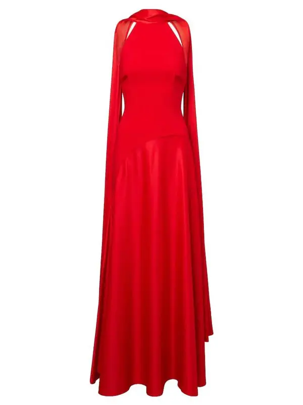 Solace London Cece Crepe And Satin Maxi Dress - Red