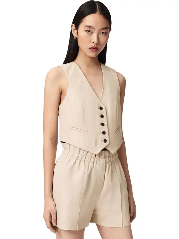 ALLSAINTS Arla Sleeveless Leather Vest - White