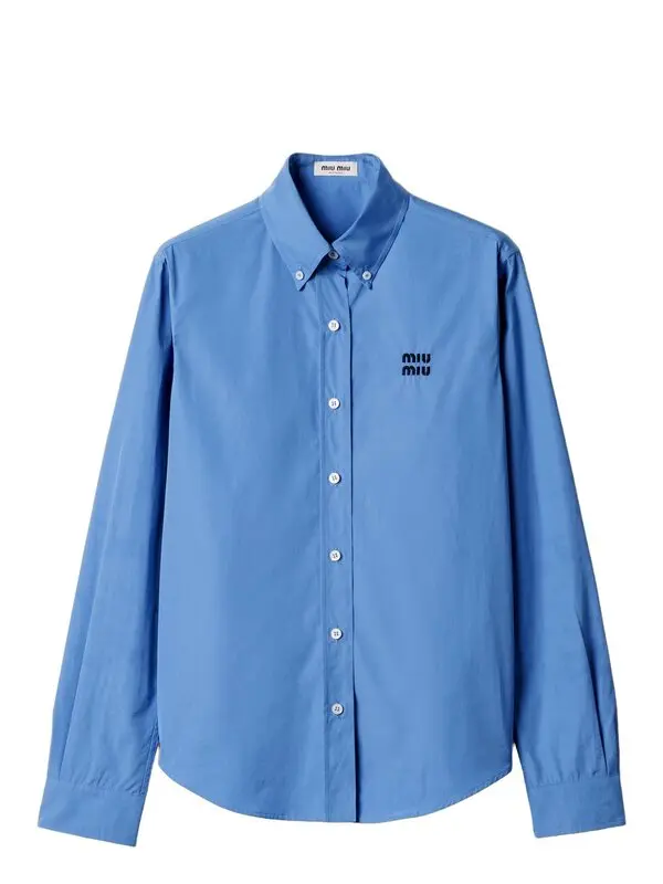 Miu Miu Poplin Button-down Shirt - Periwinkle Blue