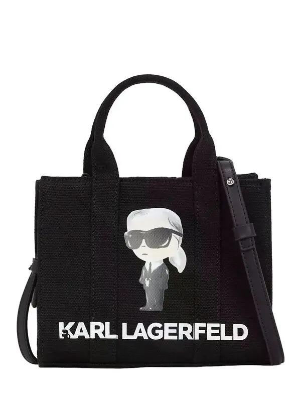 Karl Lagerfeld Ikon Aquarelle Canvas Tote Bag - Black