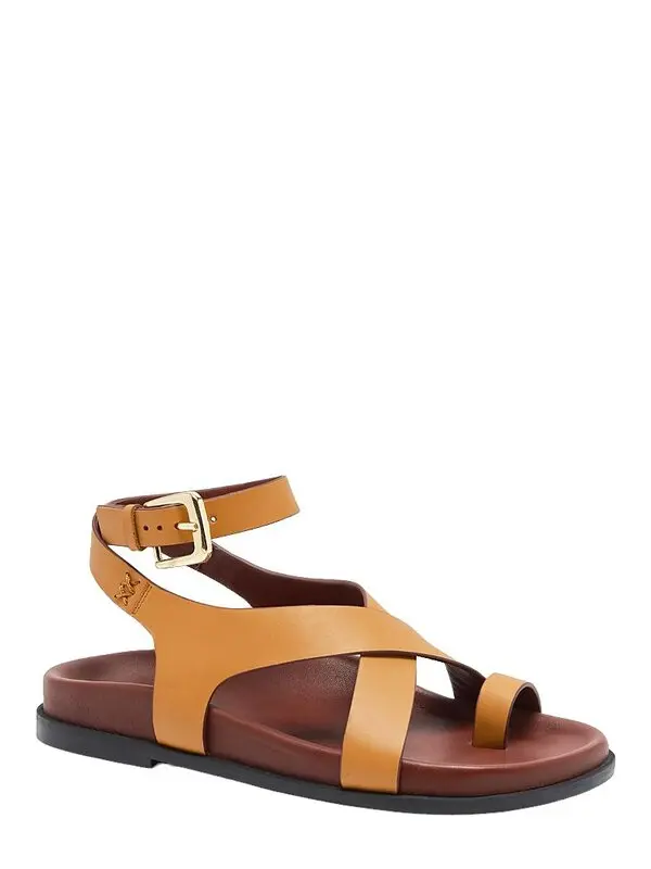 Free People Anya Crisscross Toe Ring Sandals - Cognac