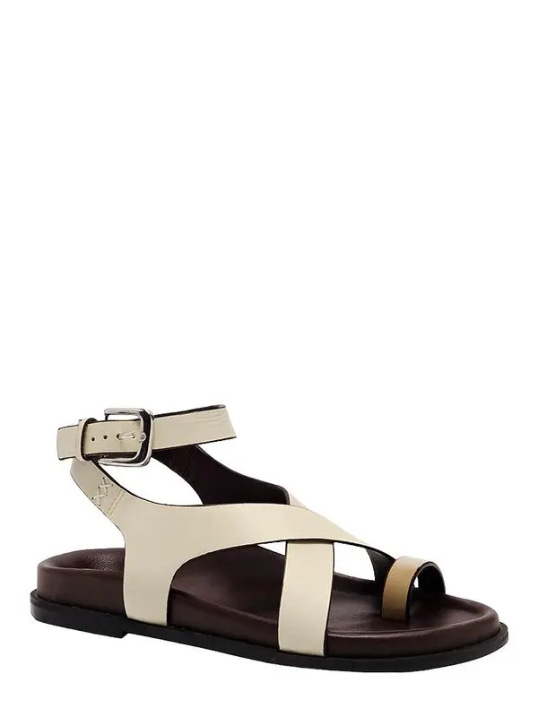 Free People Anya Crisscross Toe Ring Sandals - Ecru