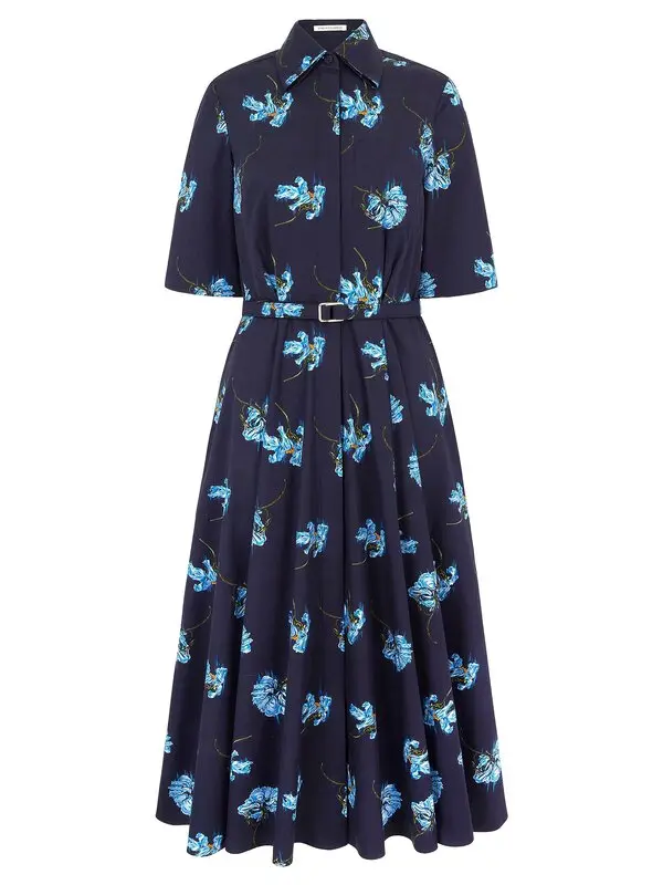 EMILIA WICKSTEAD Rubie Floral Cotton Midi Dress - Blue