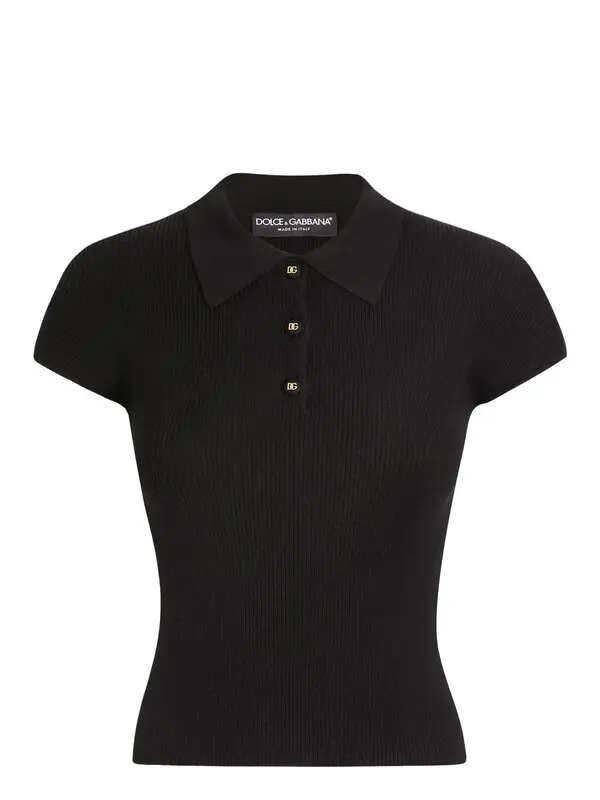 Dolce & Gabbana Ribbed Viscose Polo-shirt - Black