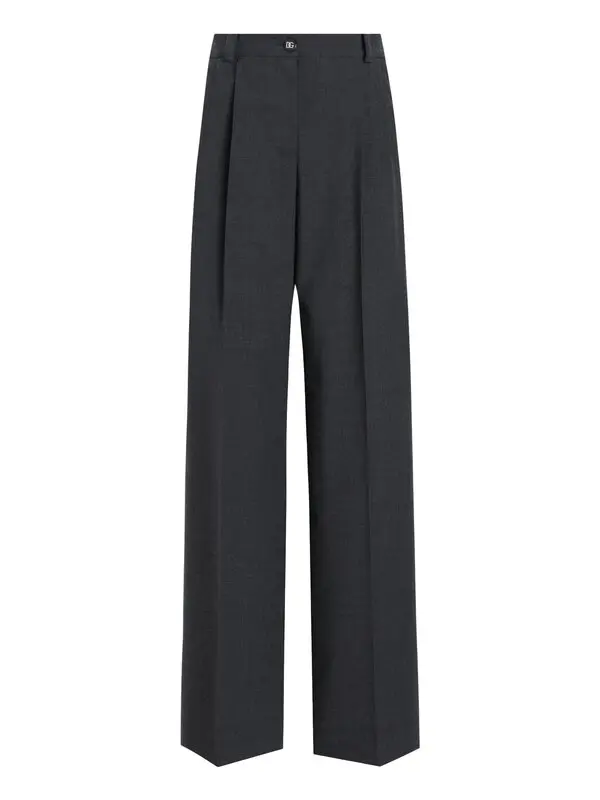 Dolce & Gabbana Wool Wide Leg Trousers - Grey
