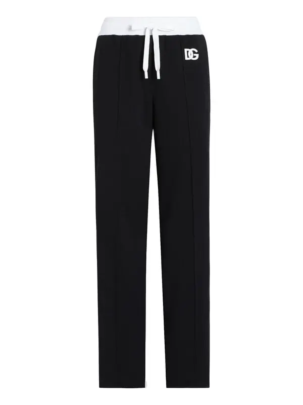 Dolce & Gabbana Triacetate Jogging Pants With Dg Logo Embroidery - Black