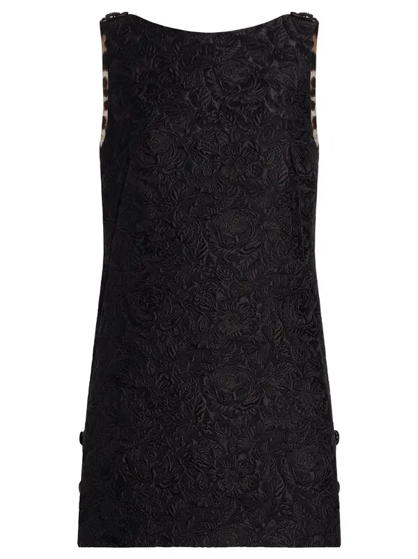 Dolce & Gabbana Floral Quilted Jacquard Sack Dress - Black