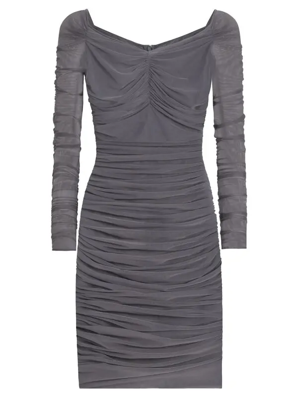 Dolce & Gabbana Short Tulle Dress With Draping - Grey