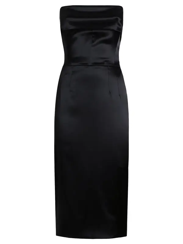 Dolce & Gabbana Satin Corset Sheath Dress - Black