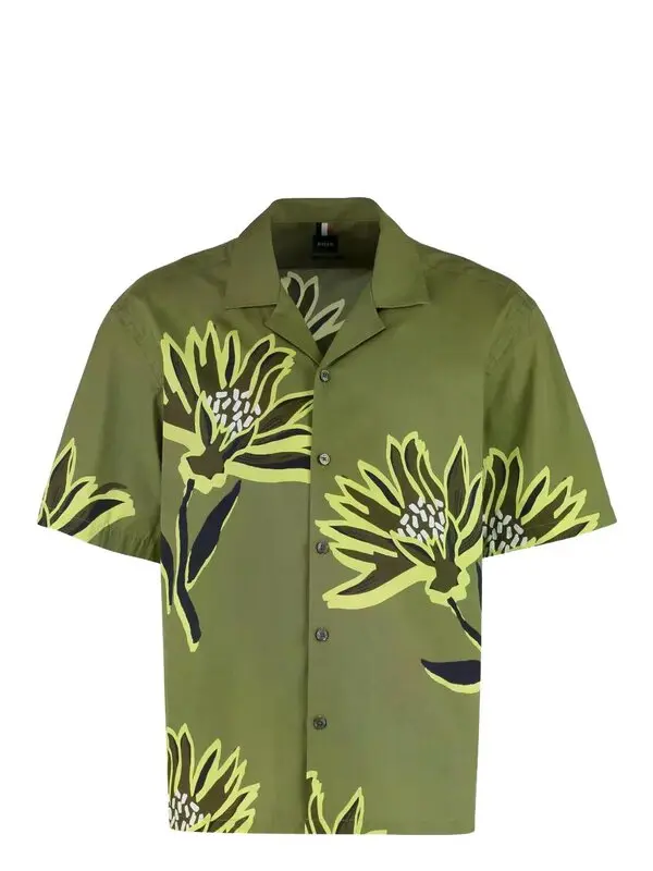 BOSS Lars Floral-print Short-sleeve Shirt - Green