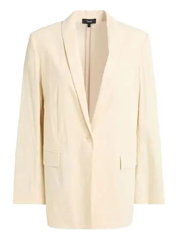 Theory Single-breasted Blazer In Linen Blend - Yellow