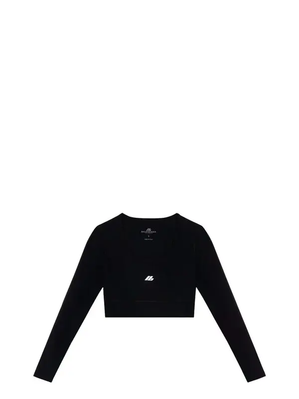 Balenciaga Logo Cropped Top - Black