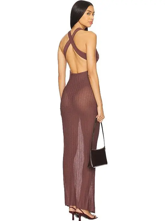Nbd Clover Maxi Dress With Crossover Straps And Open Back - Brown
