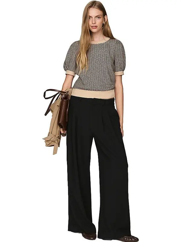 Maeve Puff-sleeve Sweatshirt T-shirt - Brown Pattern