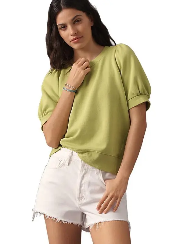 Maeve Puff-sleeve Sweatshirt T-shirt - Chartreuse