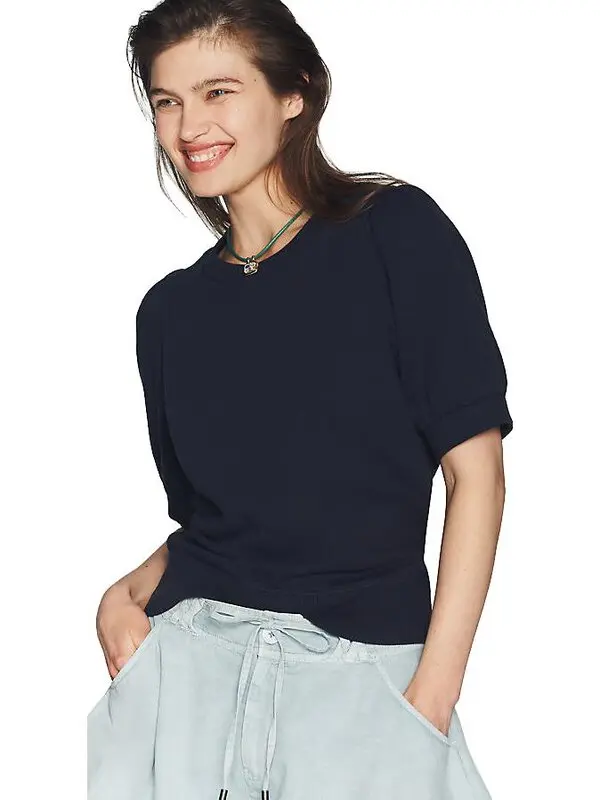 Maeve Puff-sleeve Tee - Navy