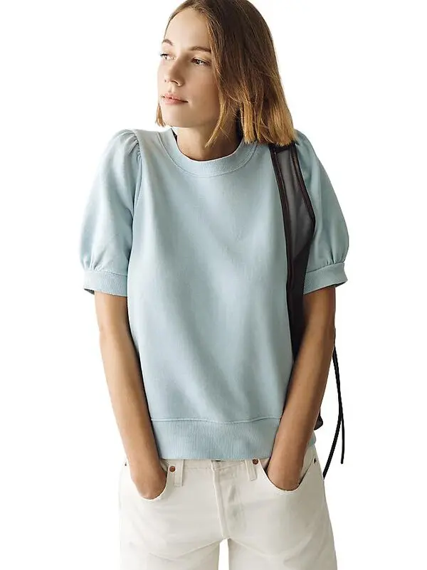 Maeve Puff-sleeve Sweatshirt T-shirt - Sky