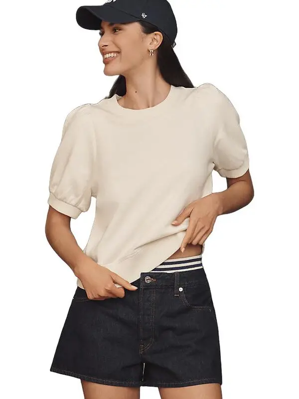 Maeve Puff-sleeve Sweatshirt Tee - Stone Dust