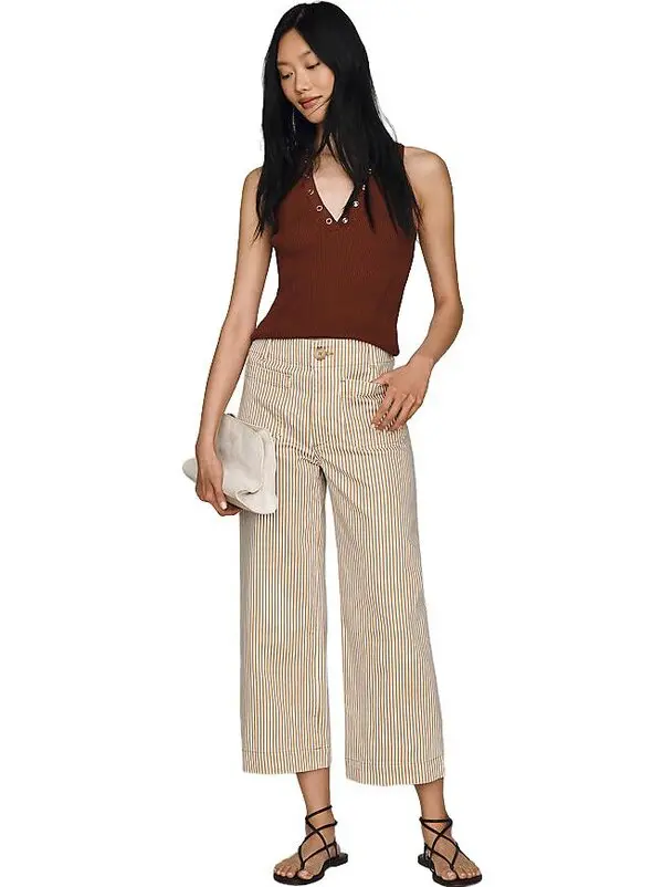 Maeve The Colette Striped Crop Wide-leg Jeans - Neutral Stripe
