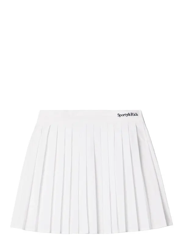 SPORTY & RICH Anae Embroidered Pleated Mini Skirt - White