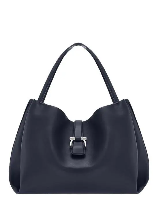 FERRAGAMO Gancini Outline Tote Bag - Navy
