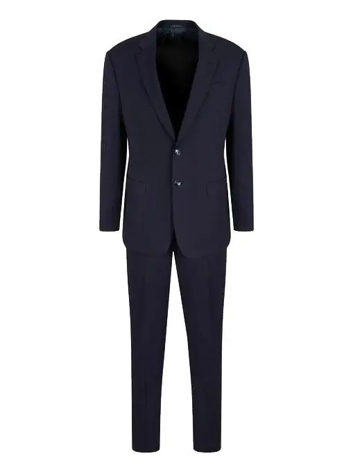 Giorgio Armani Single-breasted Soft Line Suit In Virgin Wool - Navy