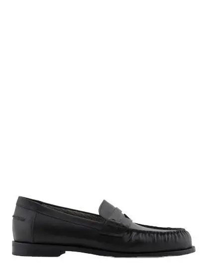 Emporio Armani Smooth Leather Loafers - Black
