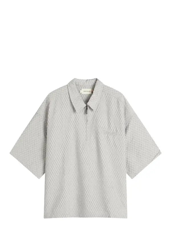 HONOR THE GIFT Textured Knit Zip Polo - Grey