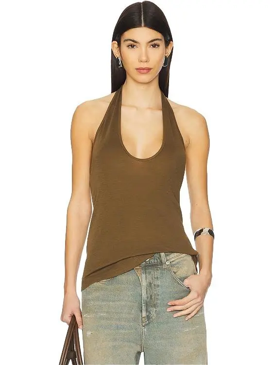 Courtney Zheng Ines Merino Halter Top - Khaki